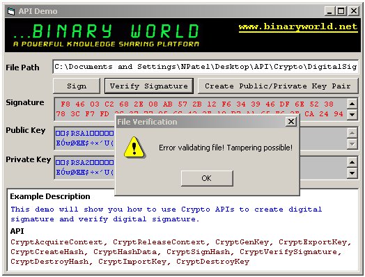 Binaryworld Create And Verify Digital Signature To Detect Data 